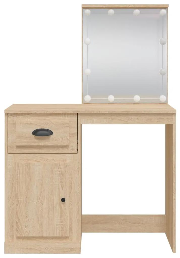 Toaletní stolek s LED osvětlením dub sonoma 90 x 42 x 132,5 cm - Default Title