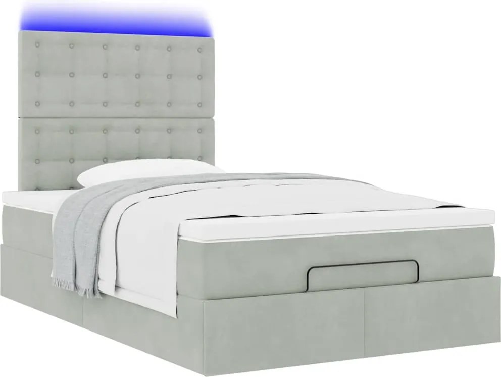 Osmanský rám postele s matracemi světle šedá 120x200cm samet 3314456