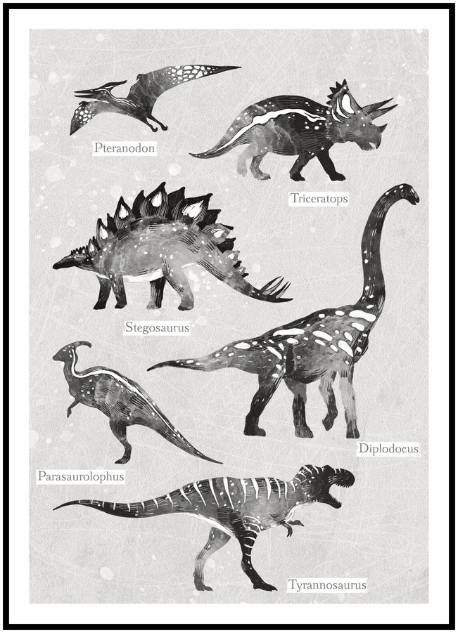 Jen tak z lásky Plakát Dinosauři Rozměr plakátu: 40 x 50 cm, Varianta dinosaurů: S popisky