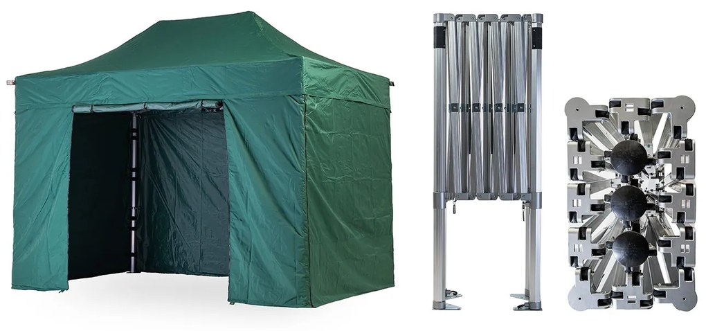 Nůžkový párty stan 2x4 m TENTino BIG HEXAGON EXTREME Barva opláštění: 9A - ZELENÁ