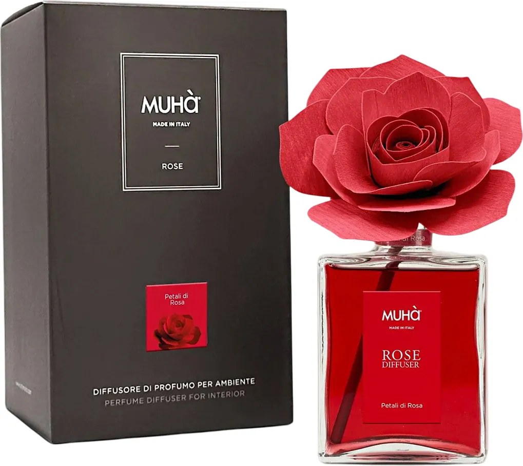 Muhà Rose difuzér s dřevěnou růží Petali di Rosa Objem: 200 ml