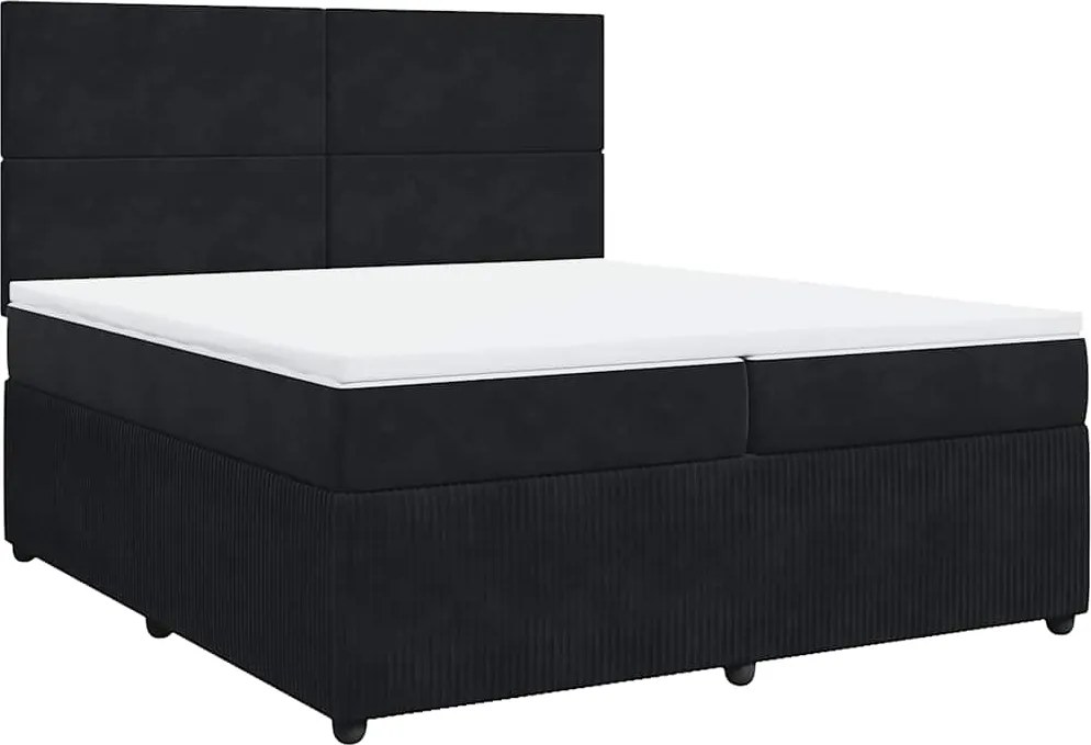 Box spring postel s matrací černá 200x200 cm samet 3294726
