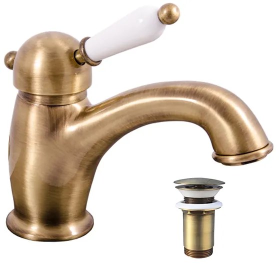 Slezák - RAV Umyvadlová baterie s výpustí LABE - L527.xSM, Stará mosaz (Bronz) Připojovací hadičky - závit: 1/2"
