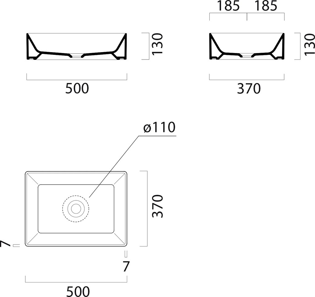 GSI Sapho, KUBE X keramické umyvadlo na desku, 50x37 cm, bílá ExtraGlaze