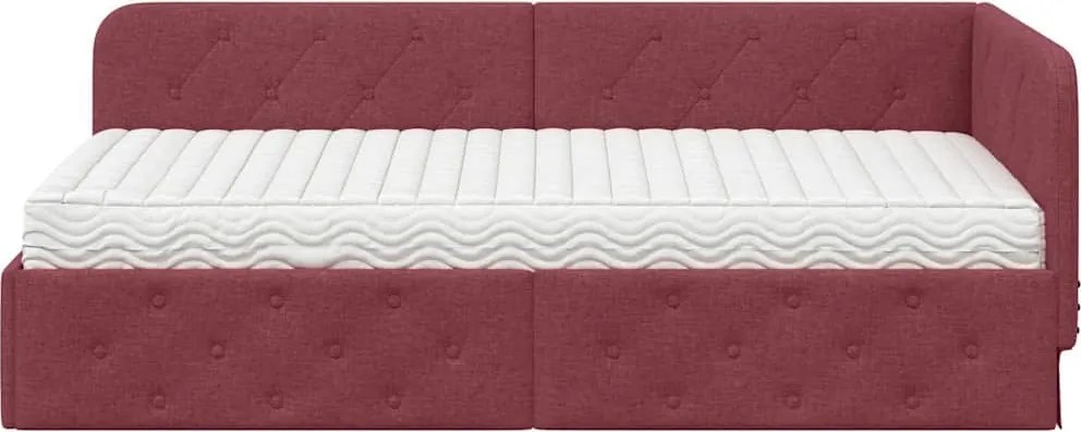 Rohový rám postele Víno Červené 90 x 200 cm textil 3394048