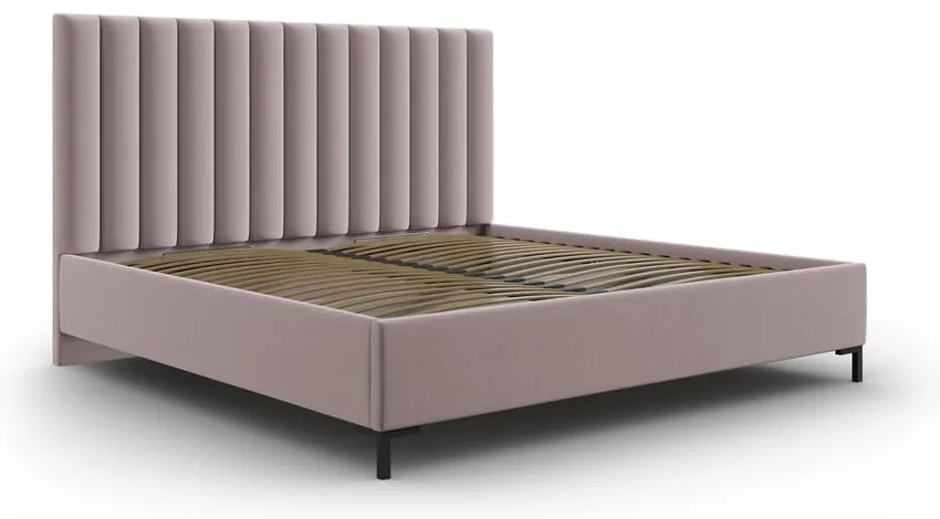 Světle růžová čalouněná dvoulůžková postel s úložným prostorem s roštem 140x200 cm Casey – Mazzini Beds