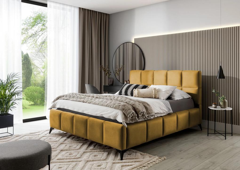 Eltap Čalouněná postel Mist Materiál a barva potahu: Loco 45 - žlutá, Rozměry (cm): 180x200