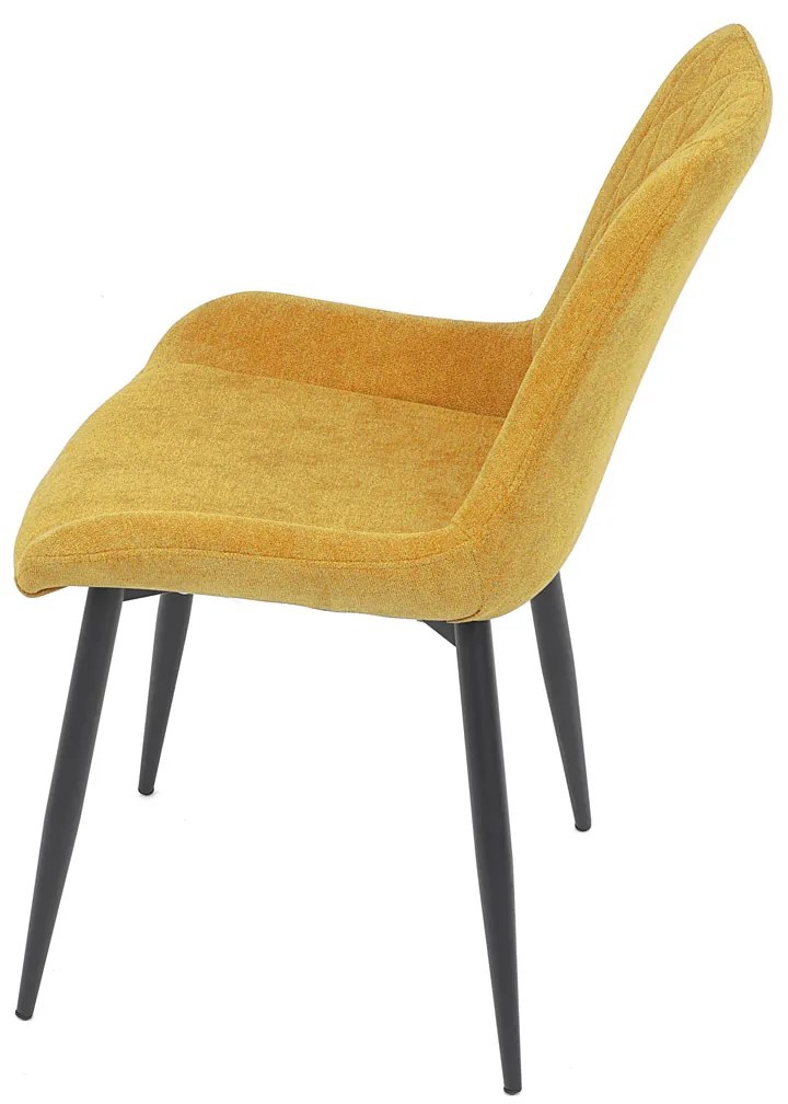 AUTRONIC Jídelní židle, žlutá látka, černý kov