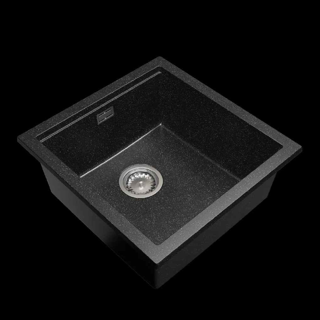 Gamma Decor 4850, 1-komorový granitový dřez 480x500x215 mm, černá skvrnitá, GMA-ZLE000176