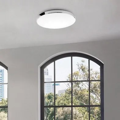 Stropní LED svítidlo BRILONER průměr 35,5cm 18W IP44 bílé-chrom 3351216