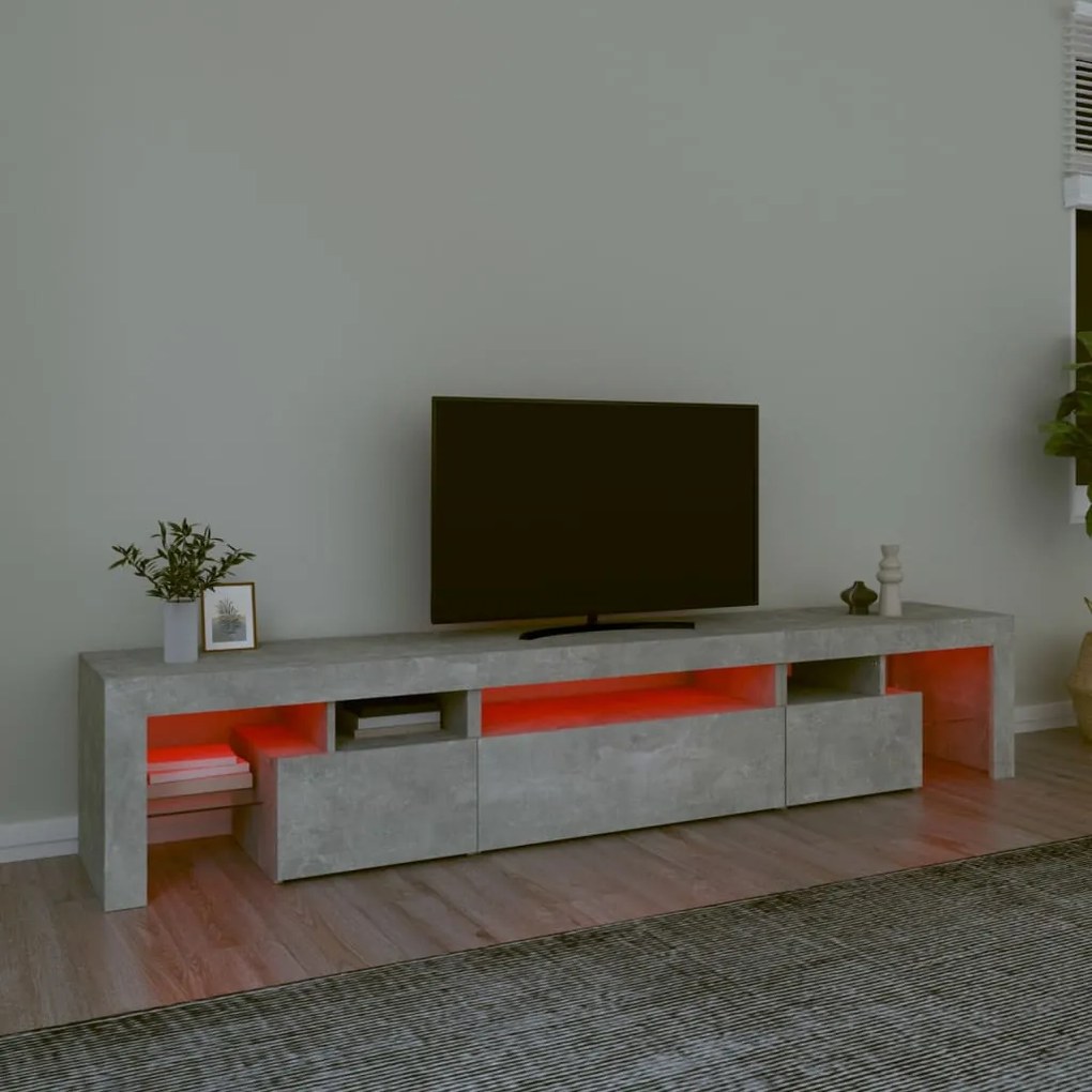 TV skříňka s LED osvětlením betonově šedá 215x36,5x40 cm 3152797