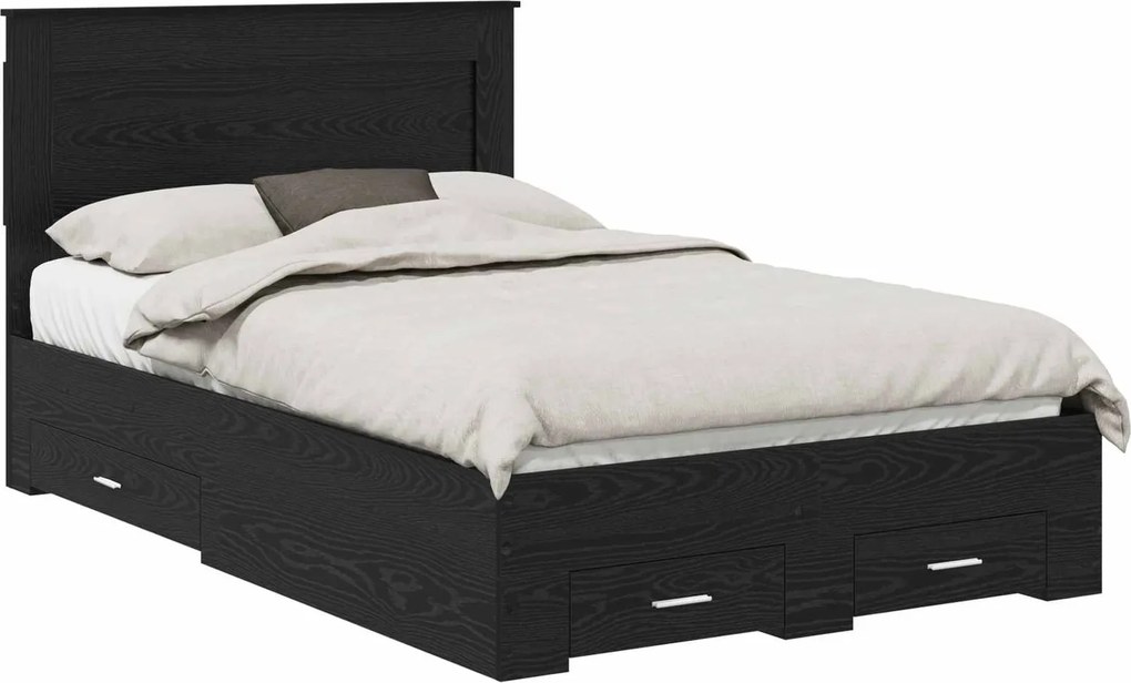 Rám postele se zásuvkou Černý dub 120 x 190 cm Kompozitní dřevo 3410335