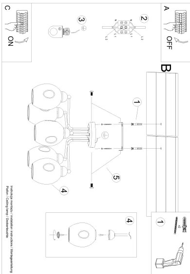 Sollux SL.1145 - Lustr na tyči FILLAN 5xE27/60W/230V černá