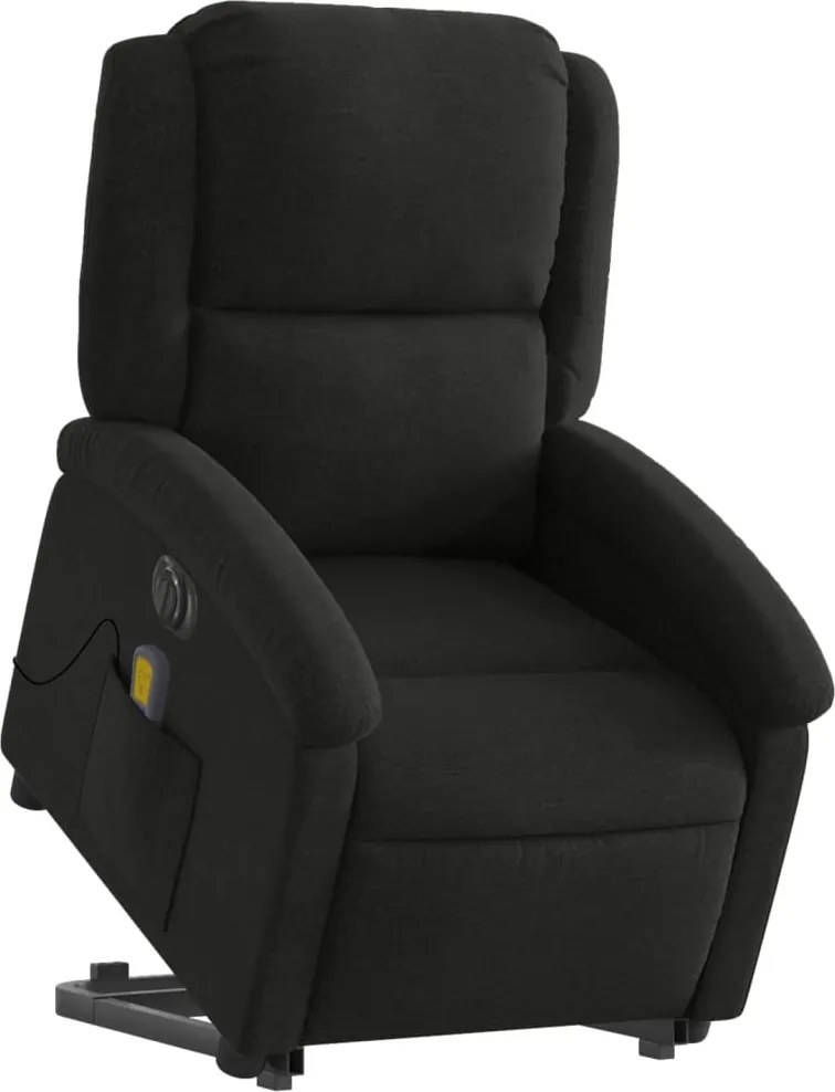 Elektrické zvedací masážní polohovací křeslo černé textil 3204202