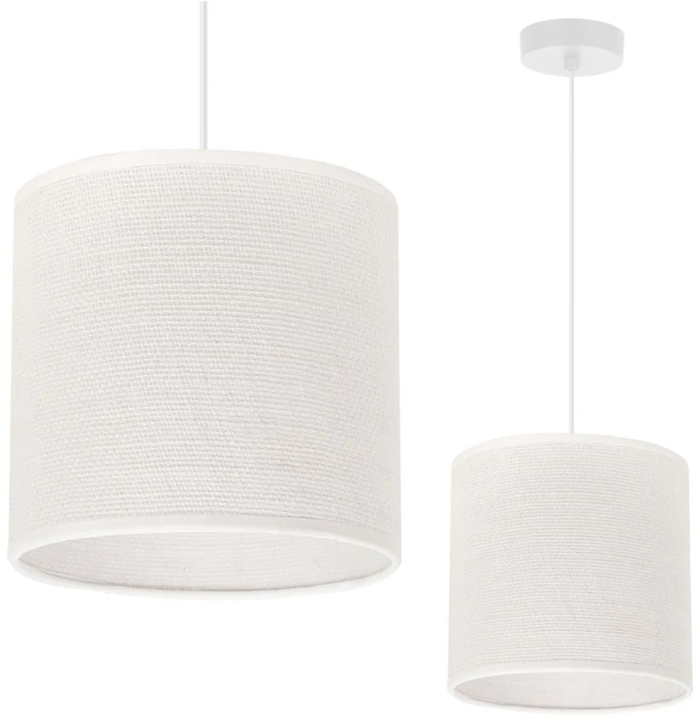Závěsné svítidlo Juta, 1x bílé jutové stínítko, (fi 15cm), w
