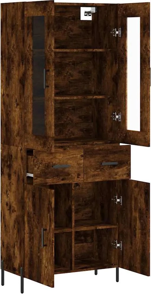 Skříň highboard kouřový dub 69,5 x 34 x 180 cm kompozitní dřevo 3198542