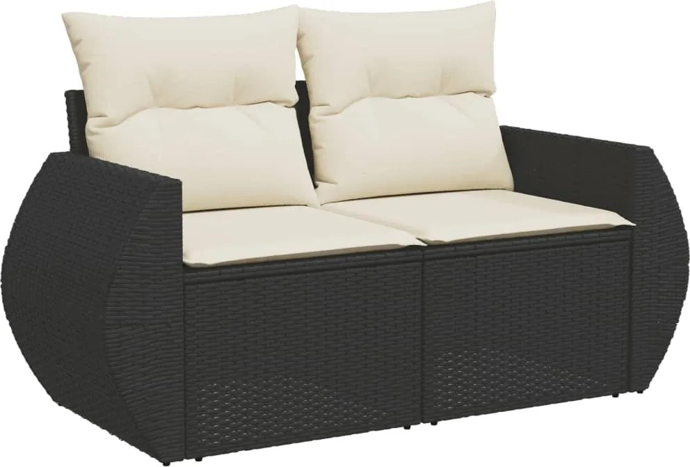 7dílná zahradní sedací souprava s poduškami černá polyratan 3225020