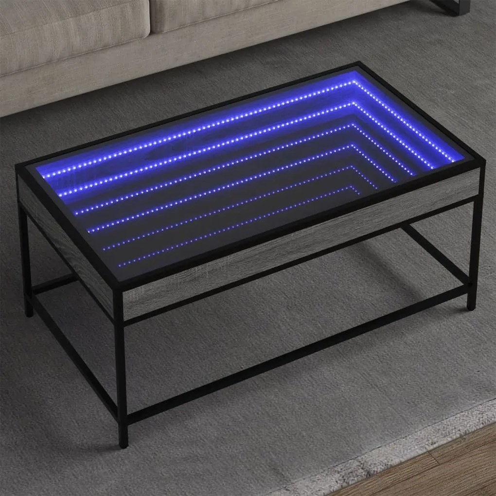 Konferenční stolek s Infinity LED šedý sonoma 90 x 50 x 41 cm