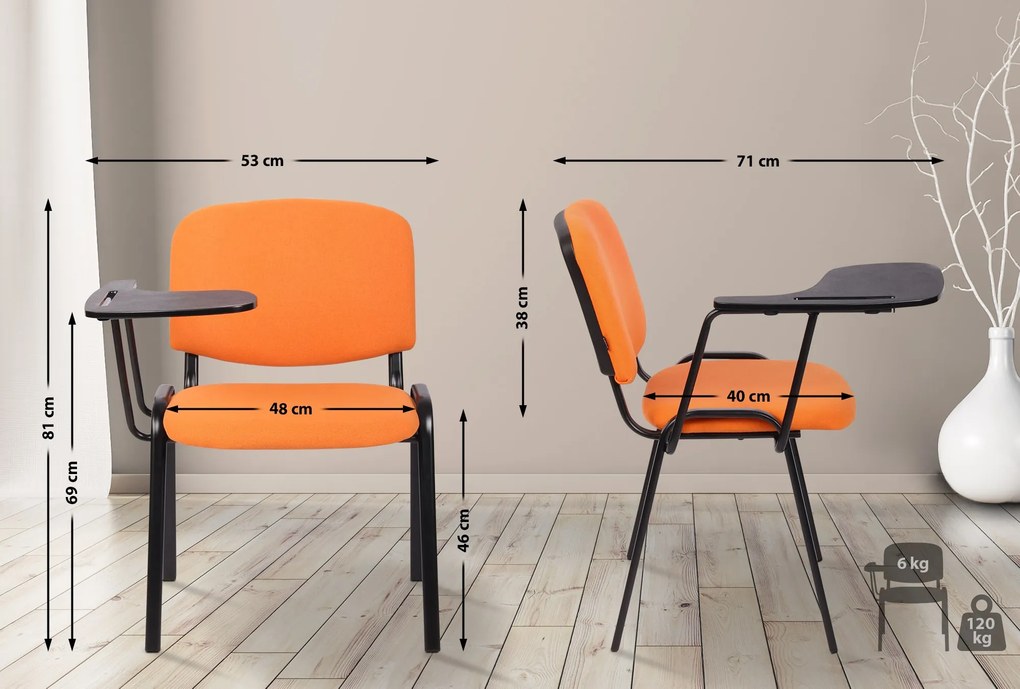 Židle Ken s skládací stůl látka – oranžová
