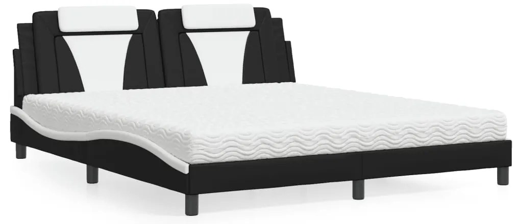 Postel Viana s matrací černá a bílá 180 x 200 cm umělá kůže 3208815