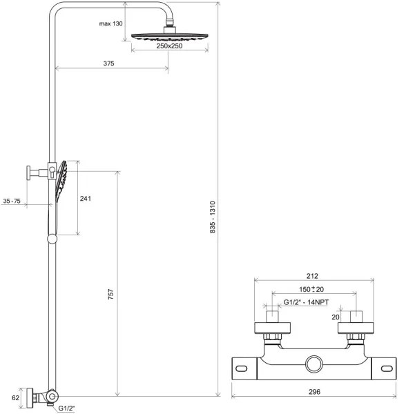 Ravak X070099 - Sprchová sada s termostatickou baterií TERMO lesklý chrom