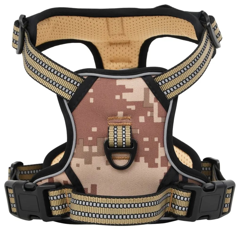 Postroj pro psy vodítko obojek nastavitelný maskáčový hnědý XL