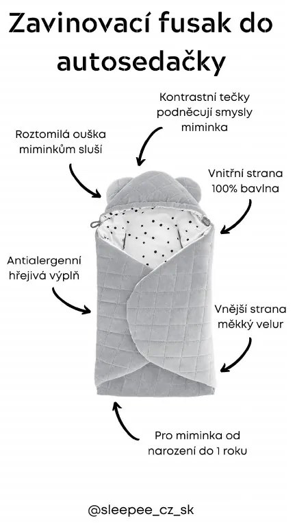 Sleepee Fusak do autosedačky pro miminko ROYAL hořčicový