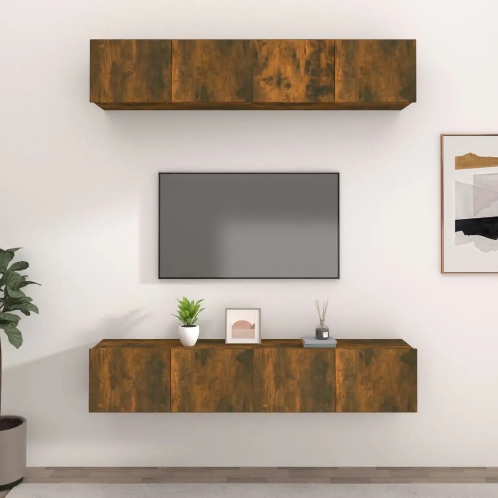 TV skříňky 4 ks kouřový dub 80 x 30 x 30 cm kompozitní dřevo 3114187