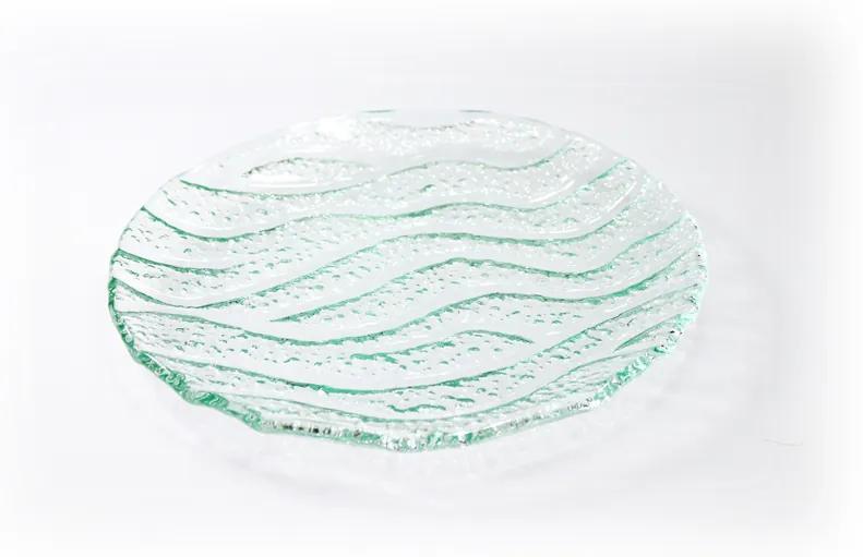 BDK-GLASS Kulaté skleněné talíře NATURE SEA Průměr: 21cm