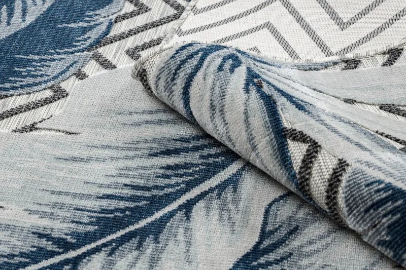Dywany Łuszczów, Kusový koberec Botanic 65242 Feathers grey – na ven i na doma, 137x190, modrá, chodba / předsíň