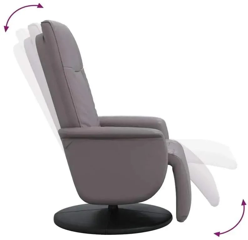Křeslo relaxační, masážní, polohovací, otočné, ekokůže šedá, NoBi PULSAR