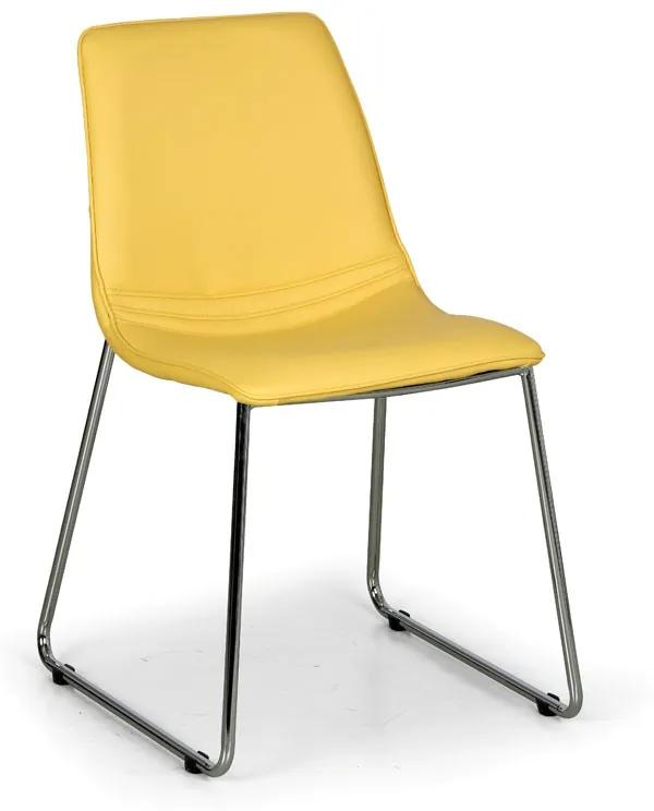 B2B Partner Kožená konferenční židle SPRING, žlutá, 4 ks