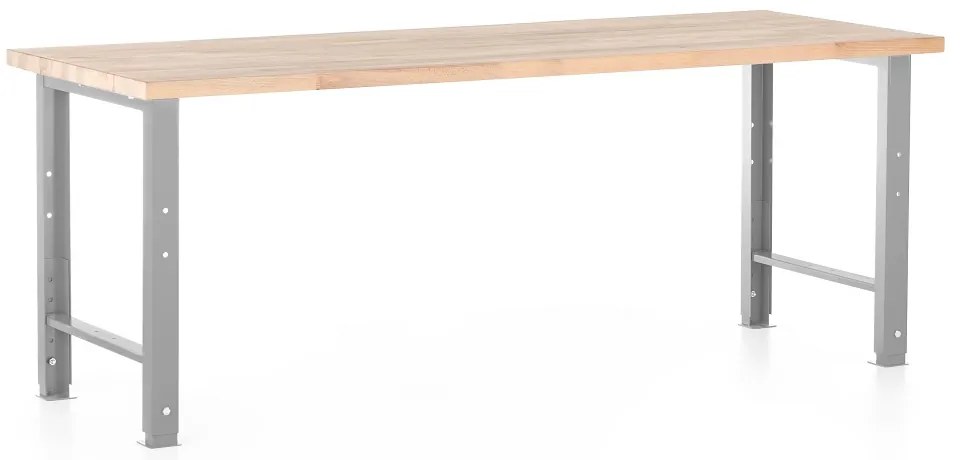 Výškově nastavitelný dílenský stůl Basic, 220 x 80 cm, šedá - ral 7038