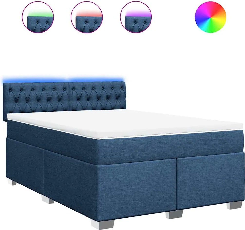 Box spring postel s matrací modrá 140x190 cm textil 3288196