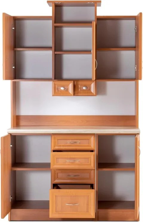 Kredenc II Ramiak 120 s osvětlením, olše (sklo oblouček , u10 satyna, marmur lux)