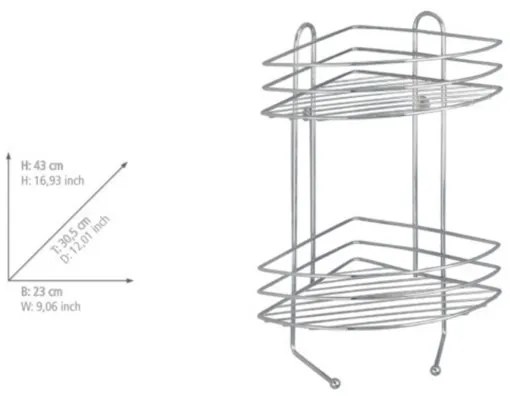 WENKO 15498100 - Rohový regál EXCLUSIVE 23x30,5 cm lesk. chrom
