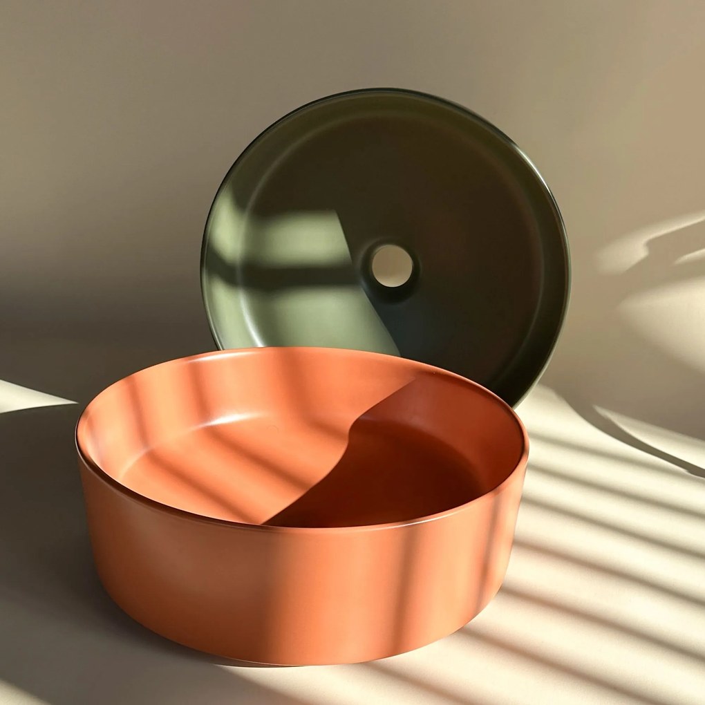 Rea Sami, umyvadlo na desku 370x370x135 mm, oranžová, REA-U4566