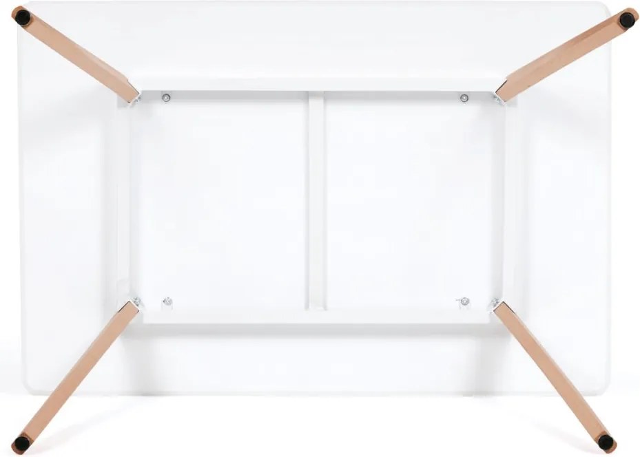Jídelní stůl, MDF, bílý matný lak, masiv buk (120 x 80) cm