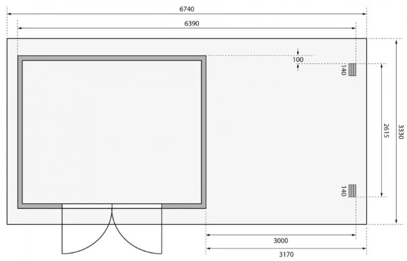 Dřevěný zahradní domek BASTRUP 7 s přístavkem Lanitplast