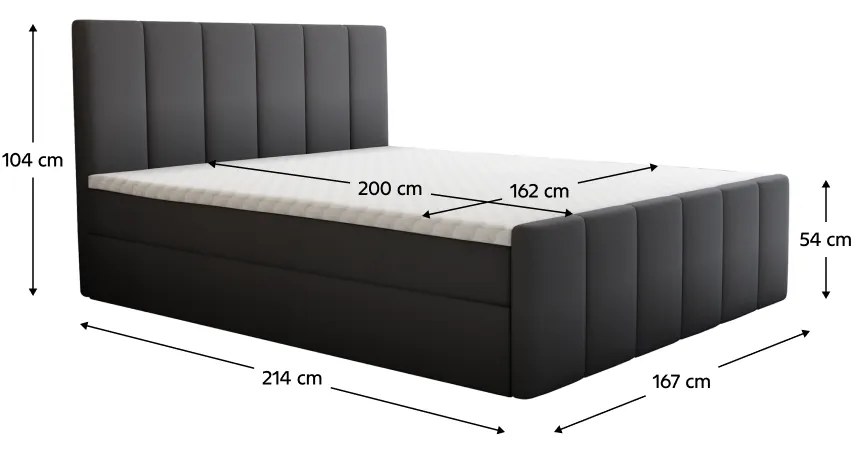 Kondela Boxspringová postel, 160x200, šedá, STAR
