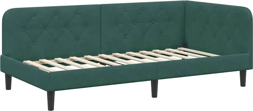 Rohový rám postele Tmavě zelená 90 x 200 cm samet 3394156