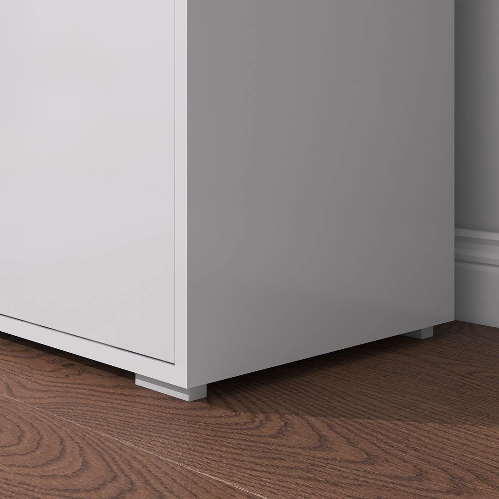 Úložný kabinet HOMCOM s 2 zásuvkami a 2 skříňkami, nastavitelnými policemi, pro obývací pokoj, kuchyň, ložnici, 79 x 36 x 74 cm, leskle bílý | Aosom