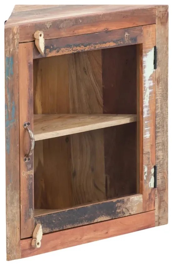 furniture-nabytek.cz - Rohová nástěnná skříňka Samira z recyklovaného tvrdého dřeva, lakovaná, hnědá