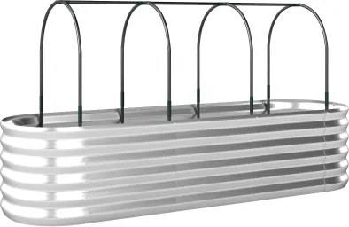 Outsunny Velký venkovní květináč se skleníkovým krytem a sítí, otevřené dno pro dvůr/terasu, 200x60x103 cm, stříbrná
