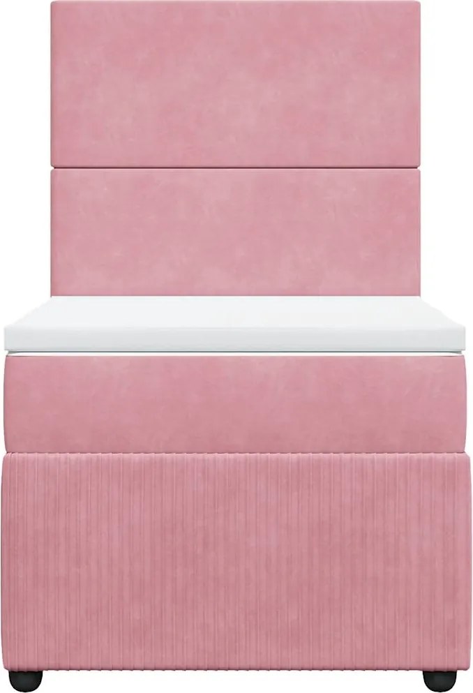 Box spring postel s matrací růžová 90x190 cm samet 3294513