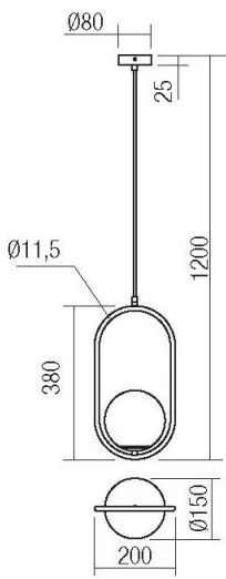 Redo 01-2624 - Lustr na lanku NIVA 1xE14/28W/230V