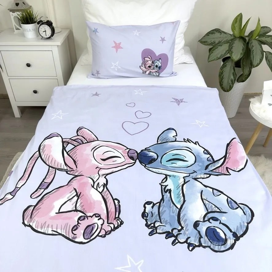 Jerry Fabrics Bavlněné povlečení 100x135 Lilo and Stitch heather povlak na polštář 40x60 JF 24