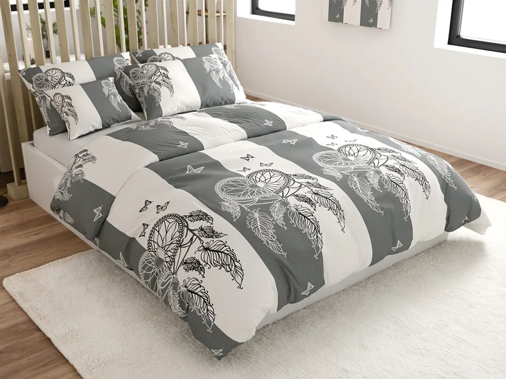 Polybavlněné povlečení TIRSO POLY šedo-bílé Rozměr povlečení: 2 ks 70 x 90 cm | 200 x 220 cm