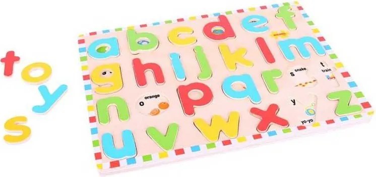 Malá vkládací anglická abeceda ALPHABET s obrázky vícebarevná