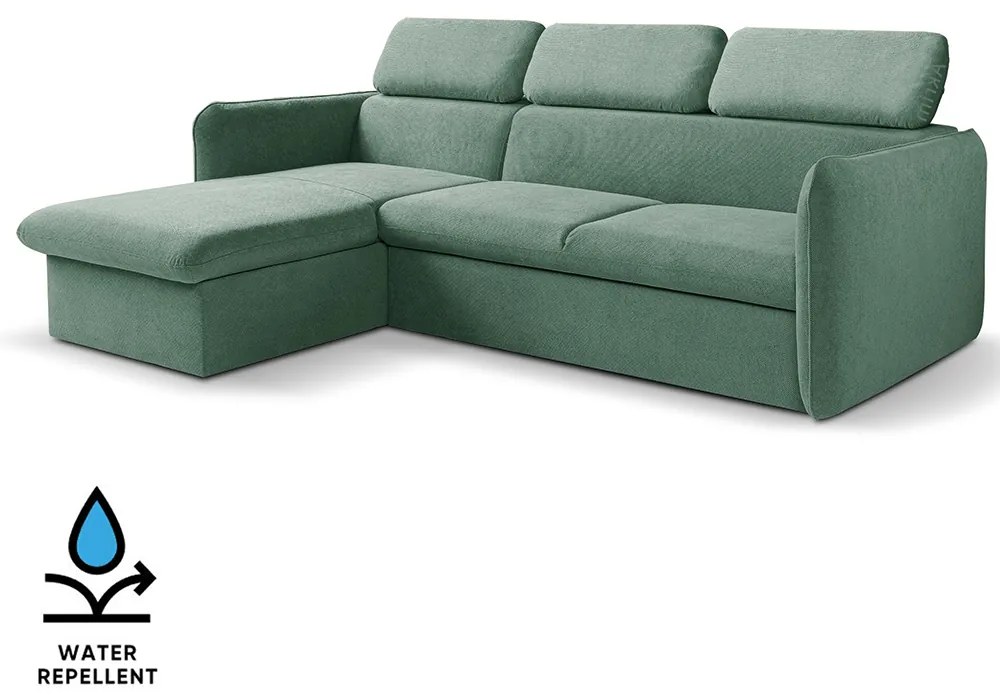 Malá sedací souprava SLIM | 179x235 cm | LEVÁ | 37 zelenomodrá | rozkládací + úložný prostor